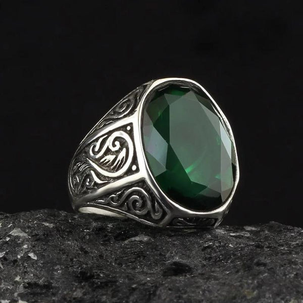 Bague Homme Vintage avec Pierre Verte | Chevalière Prestige