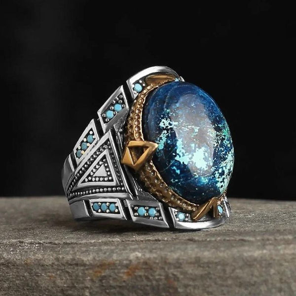 Chevalière Pierre Bleue Océan Argent | Chevalière Prestige